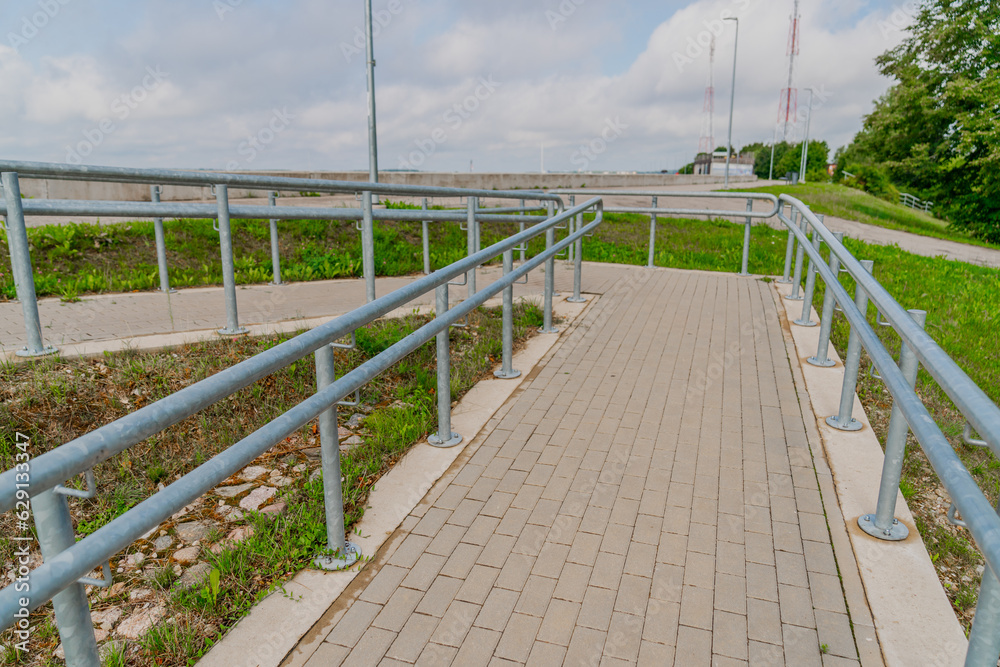 Safe transport path way for disabled people down the hill for reducing ...
