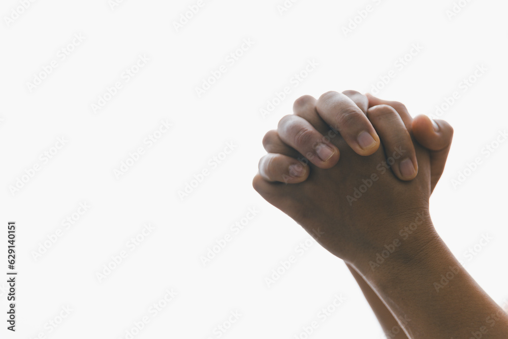 Close up prayer hand pray in church, Pastor pray to God. Christian life ...