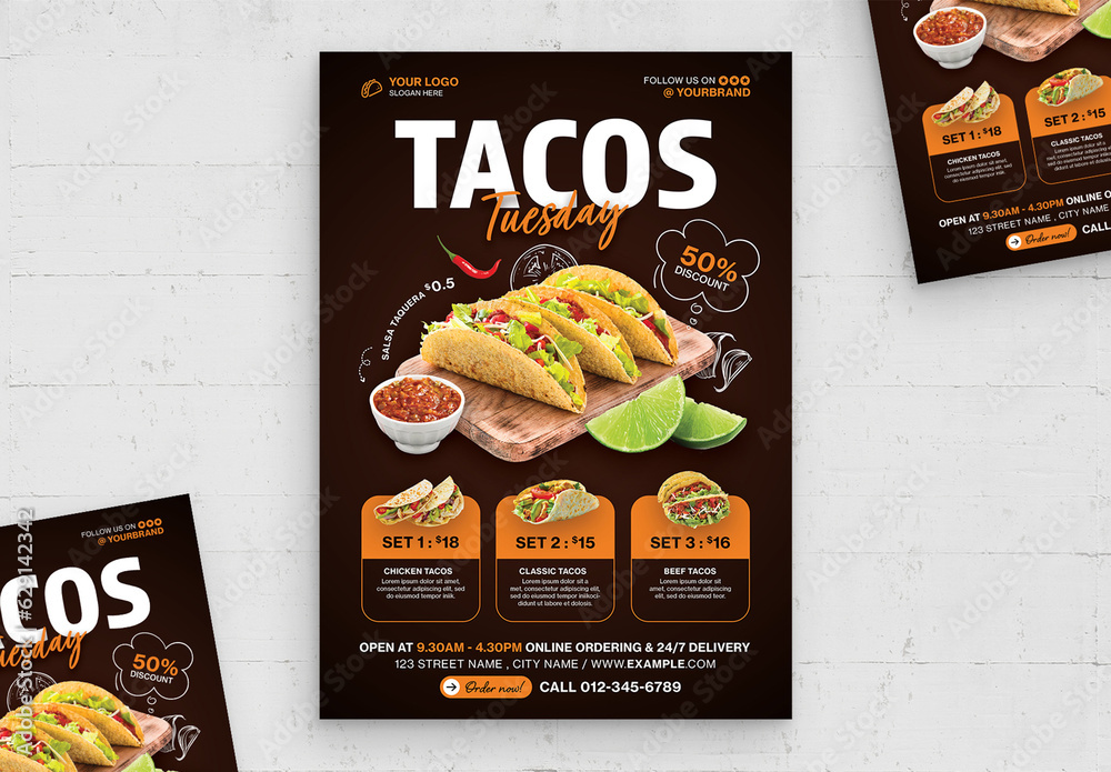 Taco Tuesday Bar Flyer Layout Stock Template | Adobe Stock