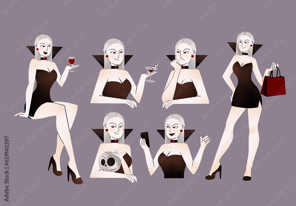 Lady Vampire Illustrations Stock Template | Adobe Stock