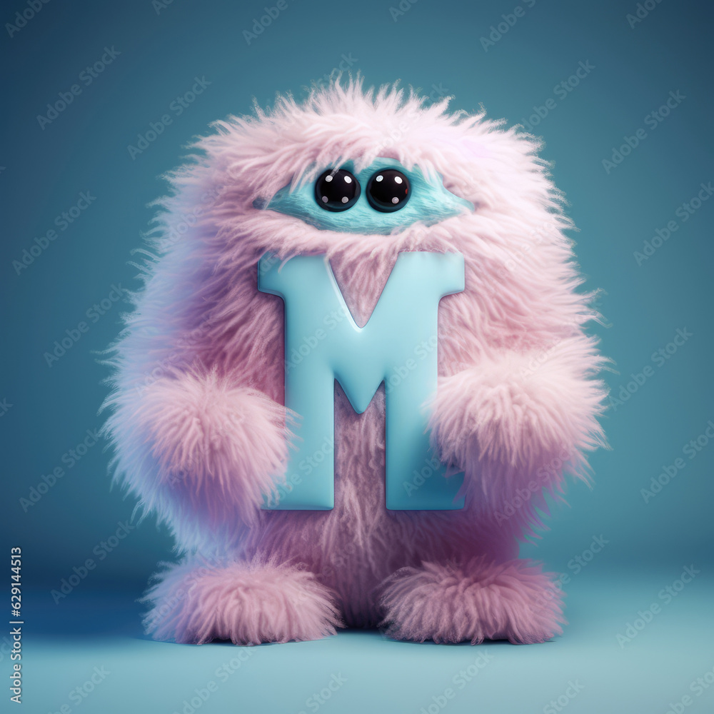 crazy mad funny cute tiny Monster In the form of the capital letter M ...