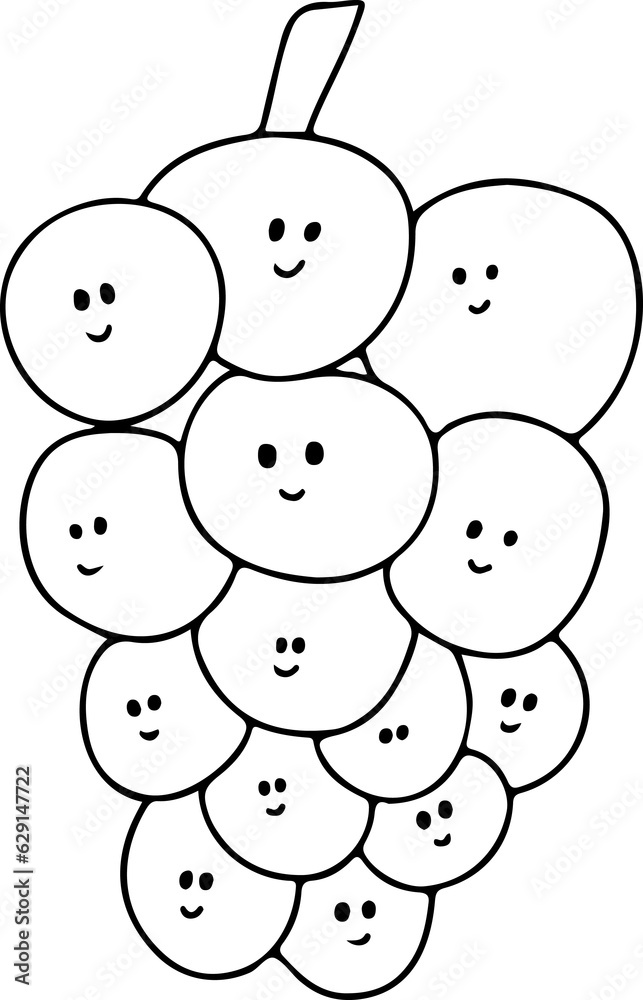 Cute fruit doodle berries. Nursery cartoon hand drawn coloring page ...