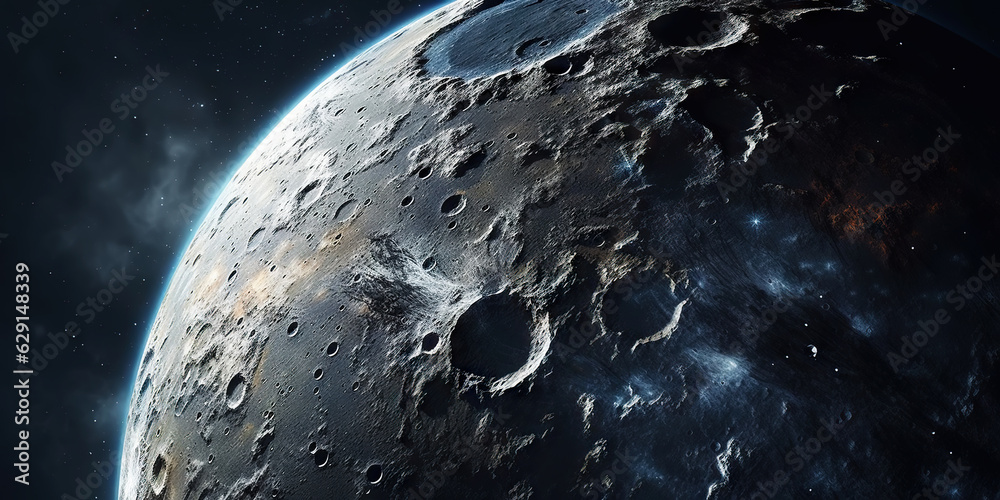 Moon surface with craters and space background. Universe beauty ...
