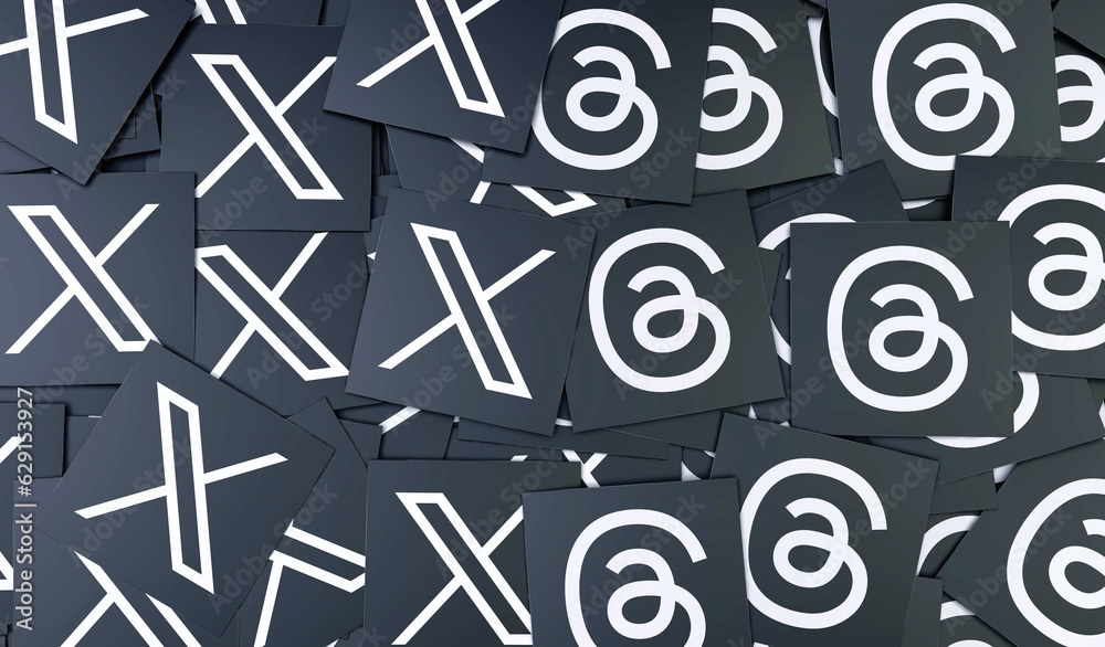 X and threads, Twitter X Logo - 3D Visual Design Stock Photo | Adobe Stock