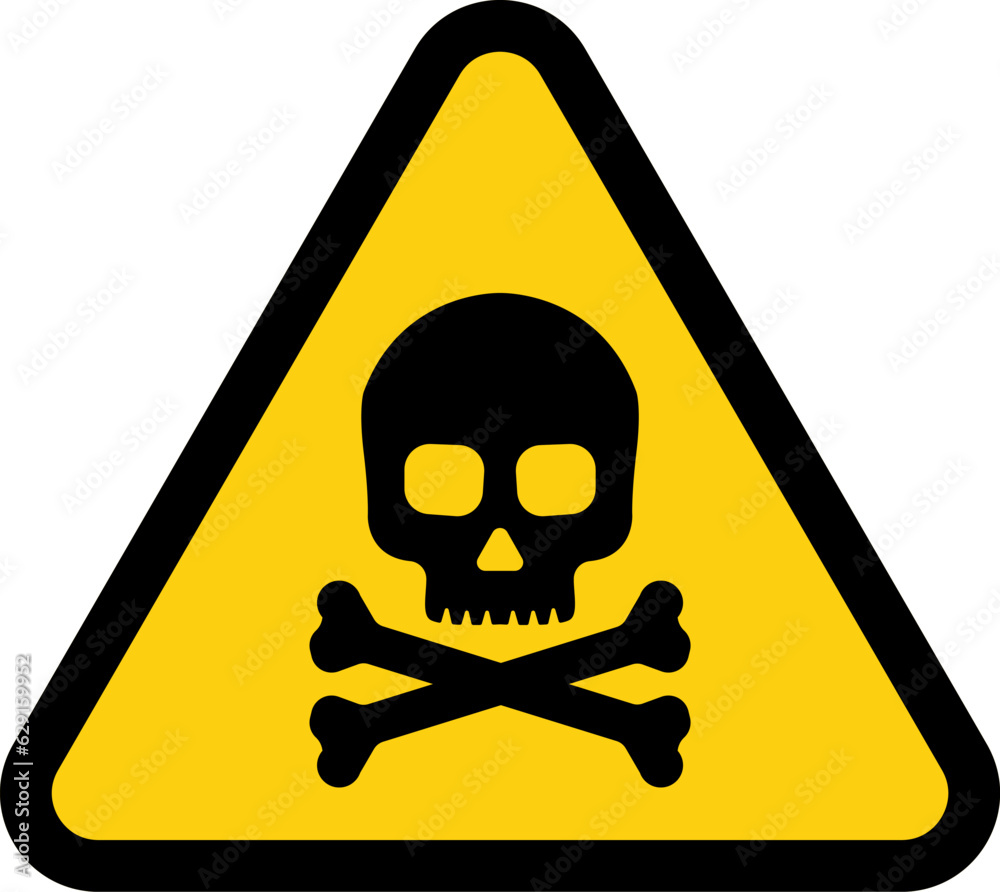 Danger sign with skull. Toxic, electricity or chemical Warning icon ...