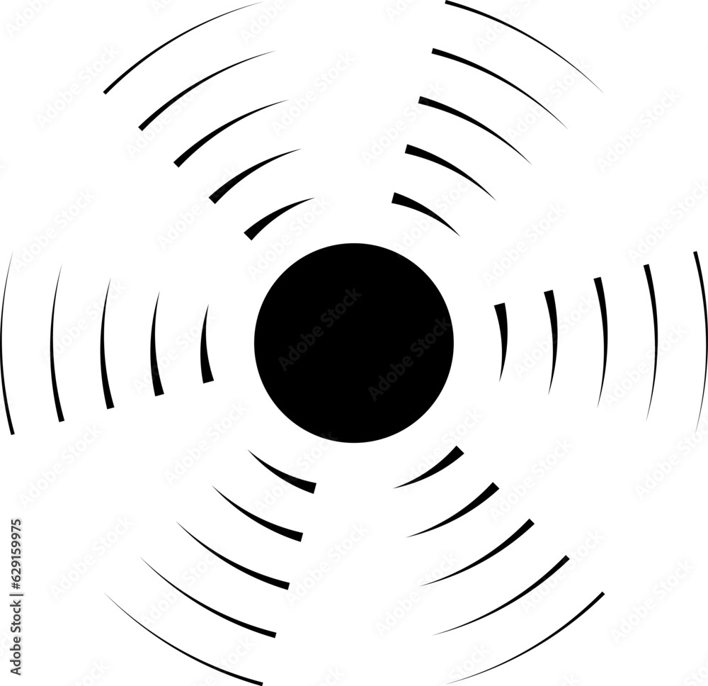 Wave sonar. Radar with signal. Icon of pulse. Concentric sound circle ...