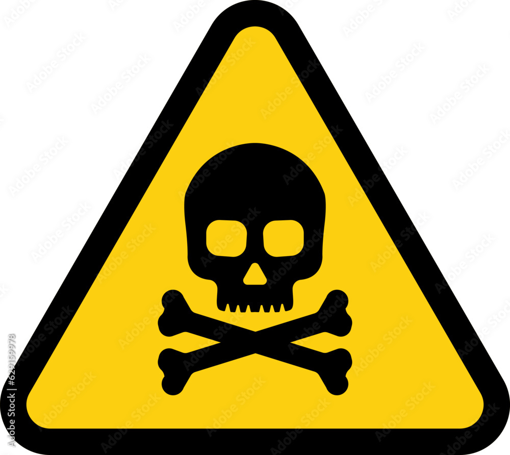 Danger sign with skull. Toxic, electricity or chemical Warning icon ...