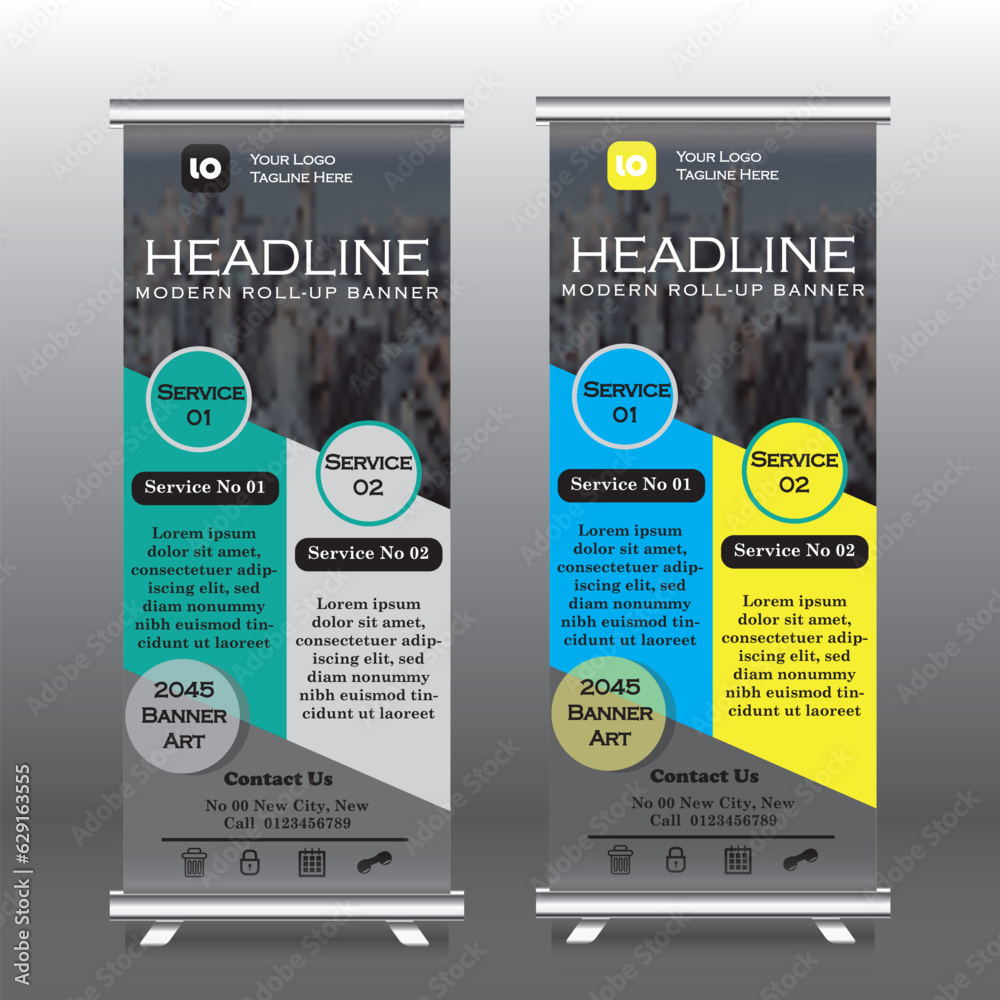 roll up brochure flyer banner design template vector, abstract ...