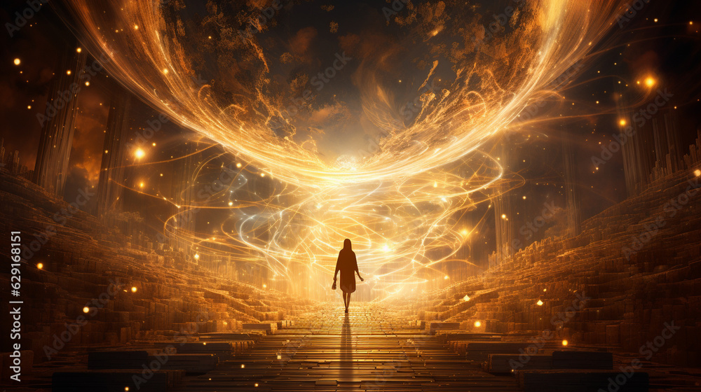 An artful depiction of a teacher as a guiding light, illuminating the ...