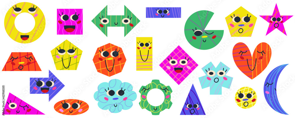 Figure character shape set for math education. Cute smile character ...