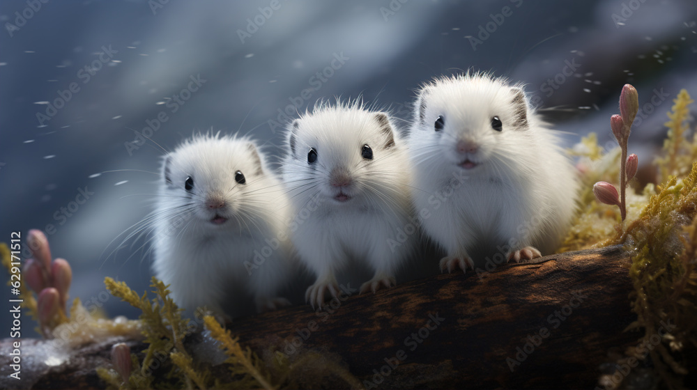 Tiny Arctic Lemmings: Description: The image showcases tiny Arctic ...