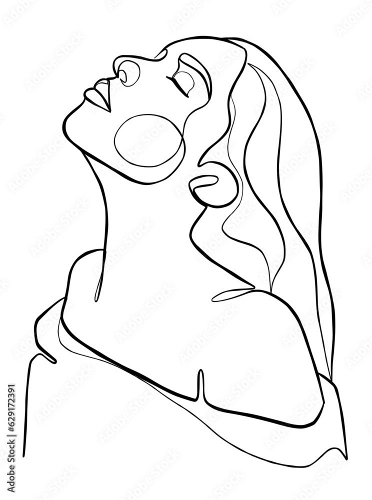 Continuous one line drawing of minimalist woman. Vector illustration ...