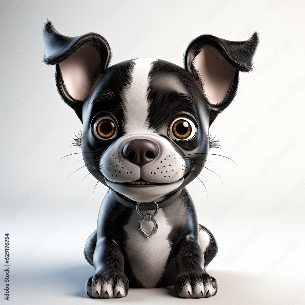 cute little boston terrier - cartoon illustration created using ...