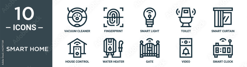 smart home outline icon set includes thin line vacuum cleaner ...