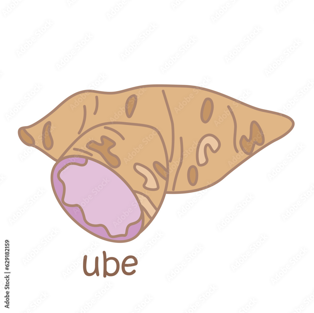 Alphabet U For Ube Vocabulary School Cartoon Illustration Vector ...