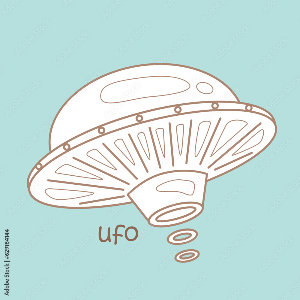 Alphabet U For Ufo Vocabulary School Cartoon Digital Stamp Outline ...