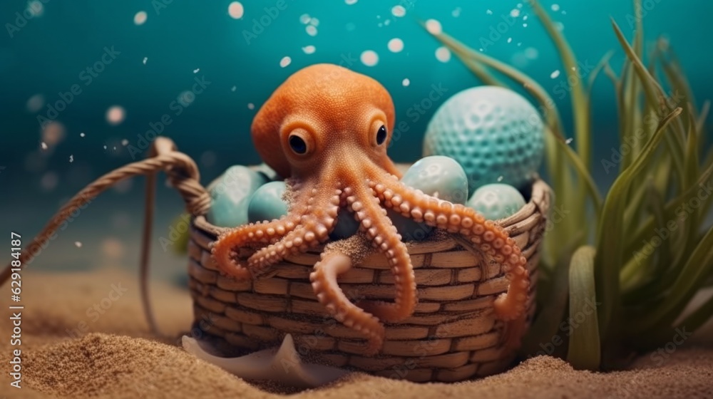 An octopus child lives in a jug, a newborn octopus lives in the ...