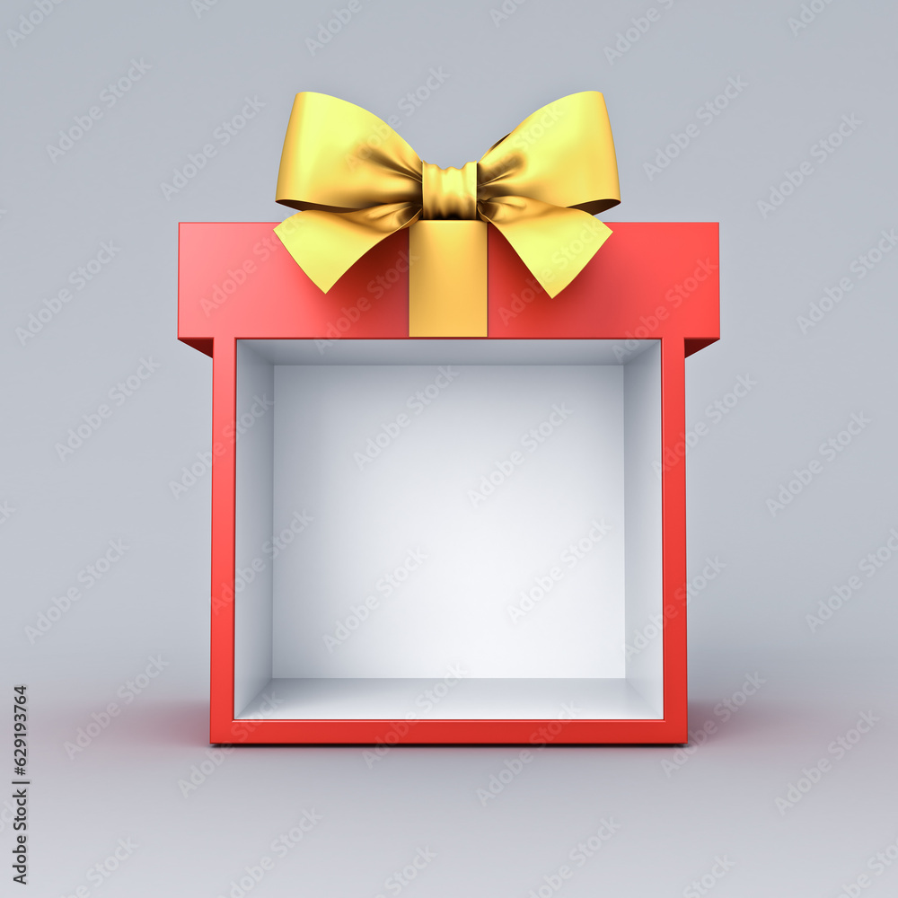 Blank display red present box showcase stand or red gift box mock up ...