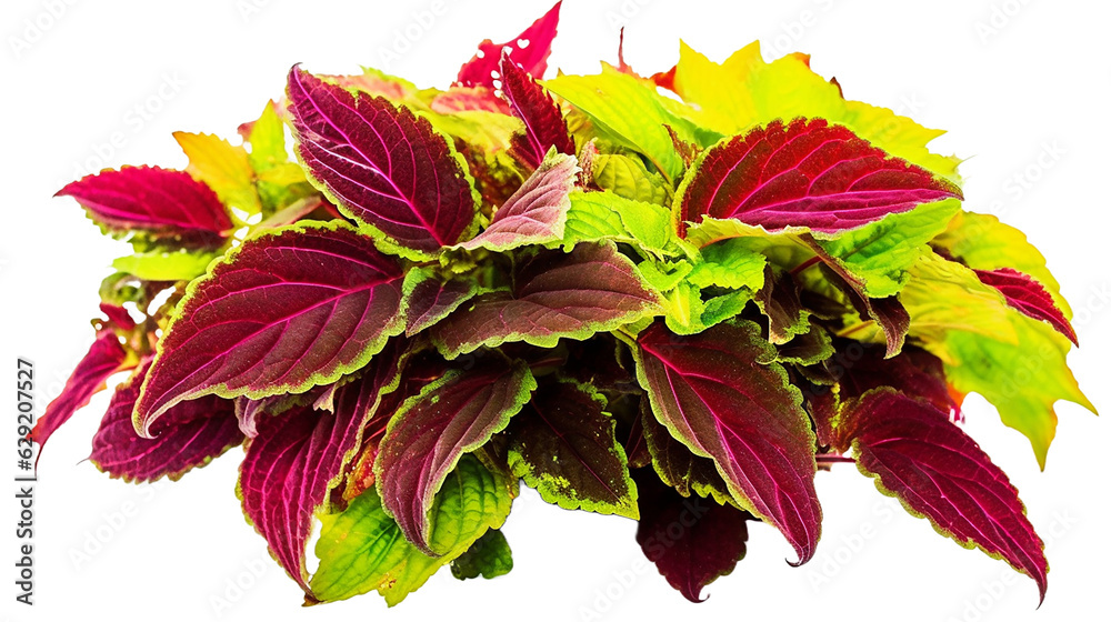 Colorful leaves of coleus (Plectranthus scutellarioides), coleus blumei ...