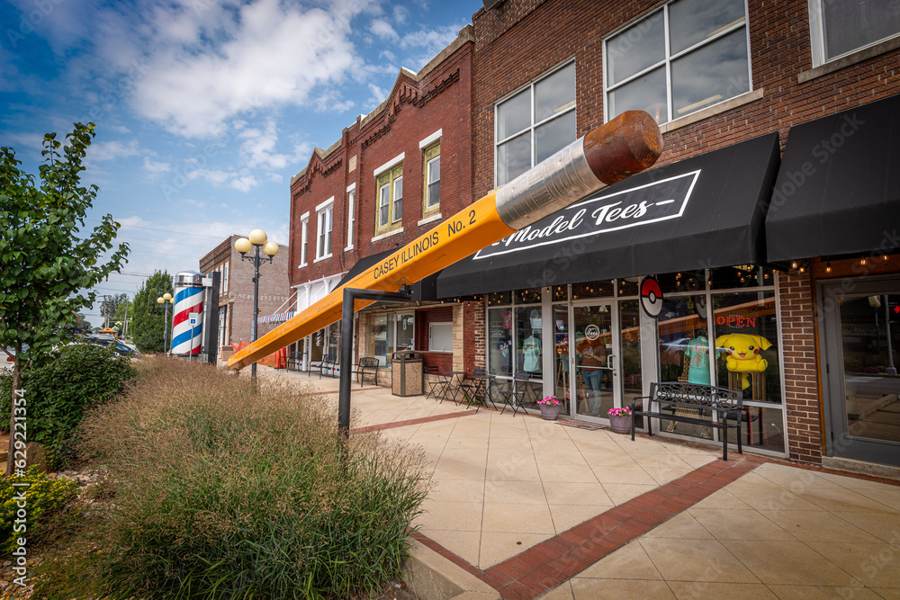 Casey, IL—July 27, 2023; Giant yellow pencil that is part of World's ...