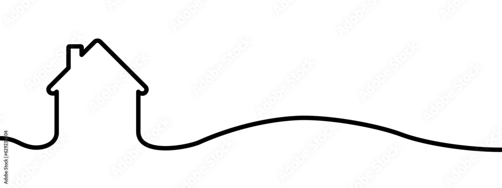 House icon in one line style, home sign, real estate, house in line ...