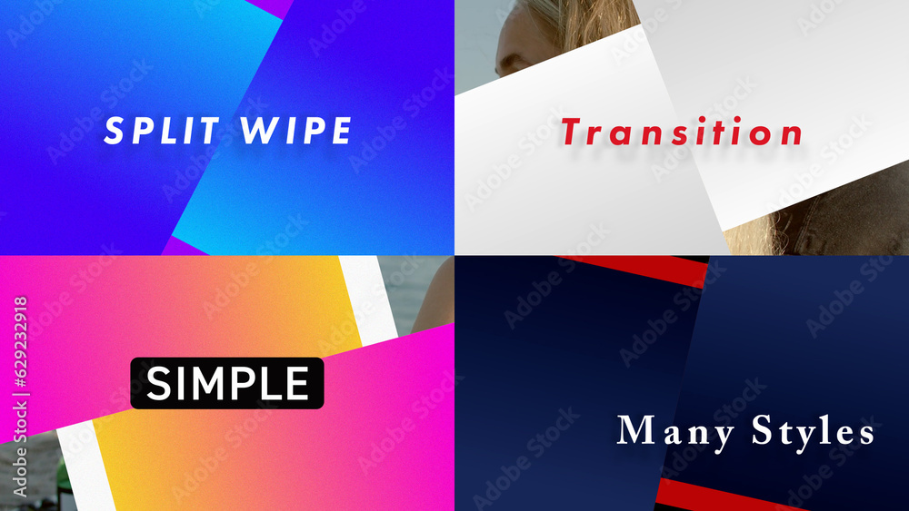 Split Wipe Transition with Text Stock Template | Adobe Stock