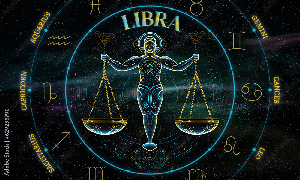 Libra. Zodiac sign. Illustration of the Libra symbol of the horoscope ...