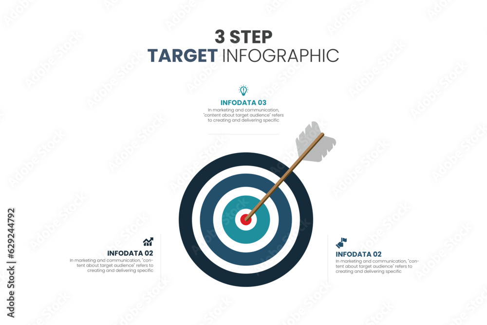 Vector illustration 3 step target infographic Goals infographic with ...