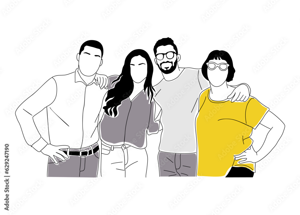 Team work business concept illustration. Business team members, young ...