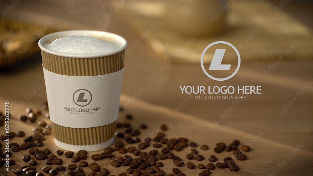 Coffee Paper Cup Mockup Logo Opener Stock Template | Adobe Stock
