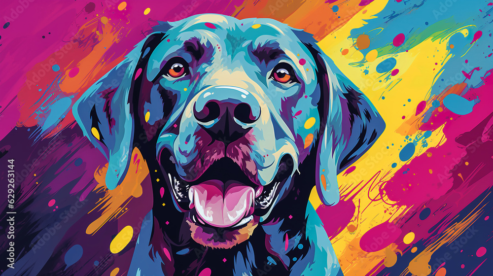 Black Labrador Retriever dog face close up illustration vector in ...