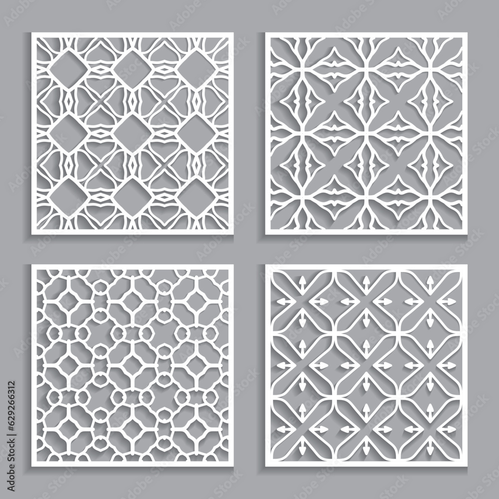 Templates for laser cutting, plotter cutting, printing. Square line ...