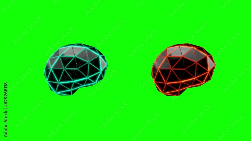 Artificial intelligence brain animation. Futuristic human brain interface concept. Robotic ...