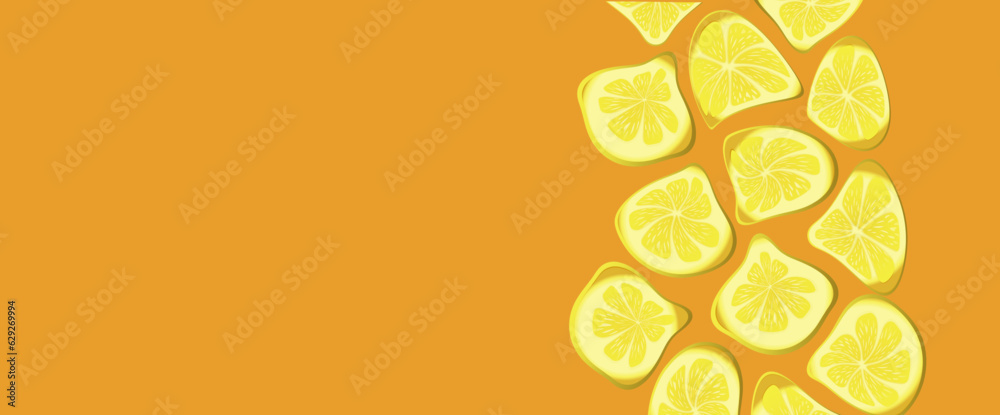 Composition deformed lemons on the orange color background. Distorted ...