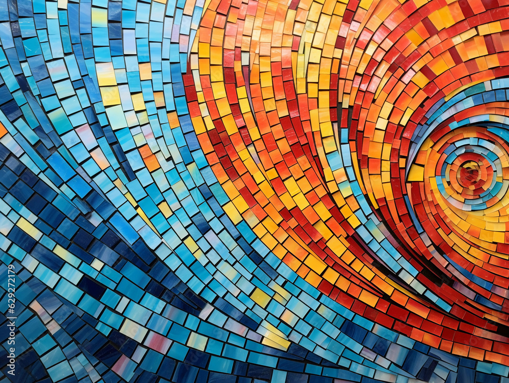 A therapeutic mosaic of colored tiles representing a healing journey ...