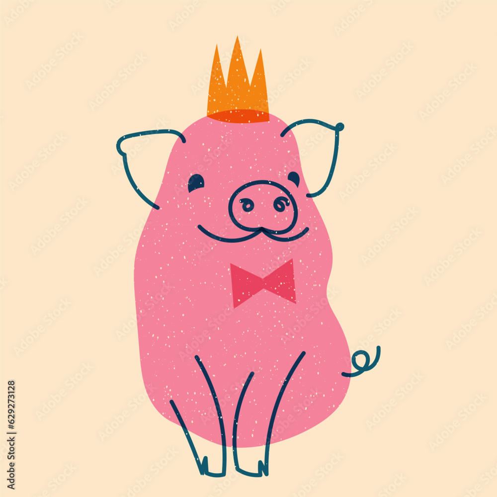 Vetor de Pink, fancy pig. Avatar, badge, poster, logo templates, print ...