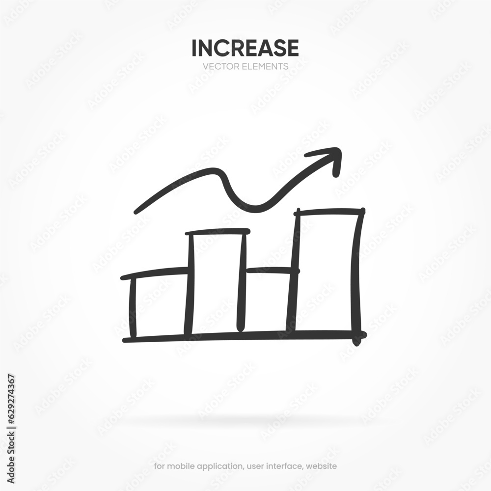 Financial analysis stats icon. Growing graph. Business chart. Growths chart. Progress bar. Bar ...