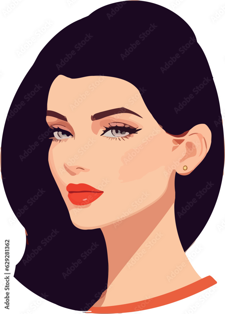 Stunning vector illustration of a beautiful woman’s face. With ...