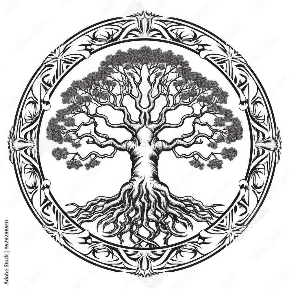 A drawing of the tree of life in black and white. Tattoo idea for a ...