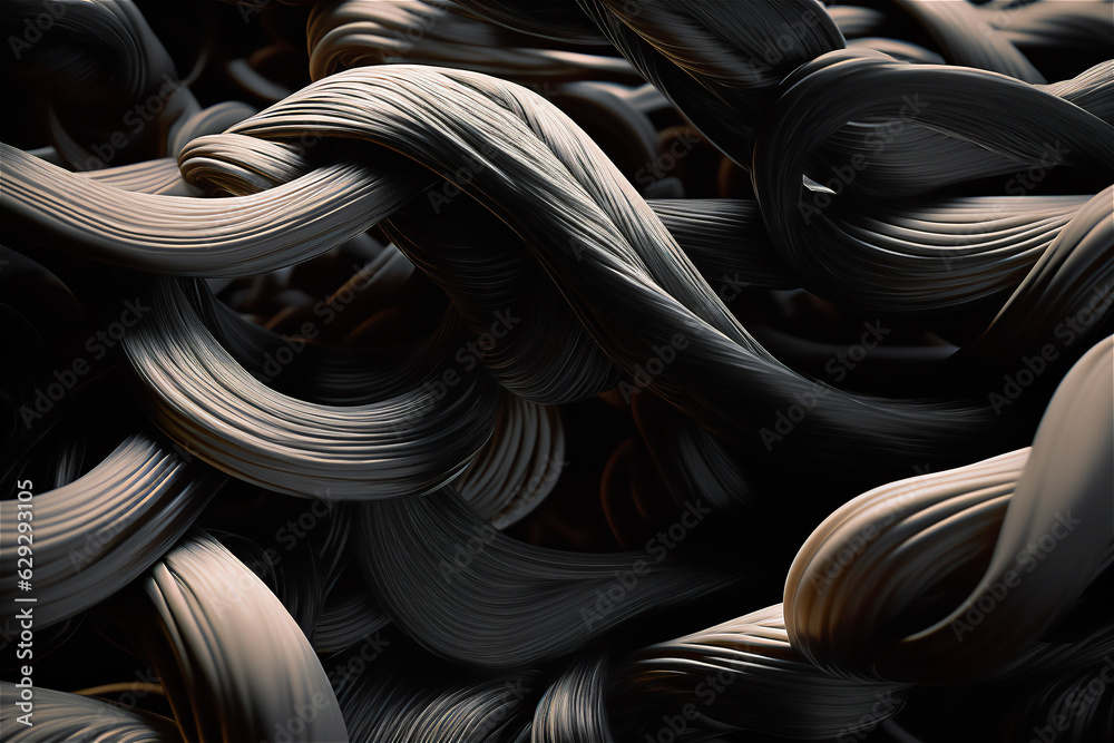 black and white image of wavy lines and curves, layered fibers Stock ...