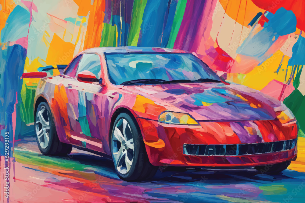 painting abstract car vector watercolor hand paint, Generative AI ...