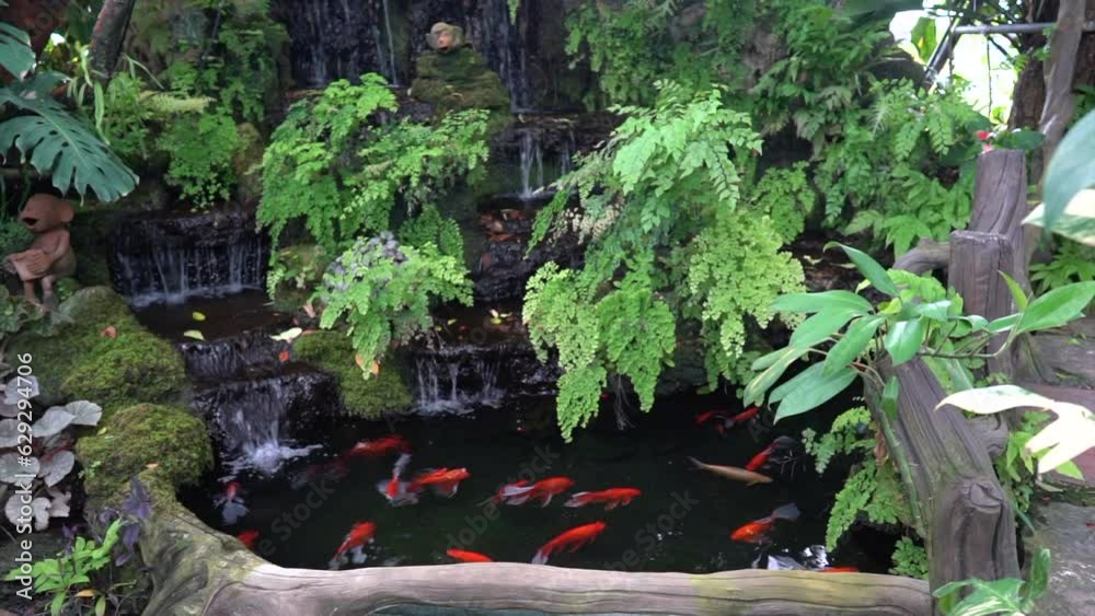 garden waterfall pattern The design decorates a small corner to look ...