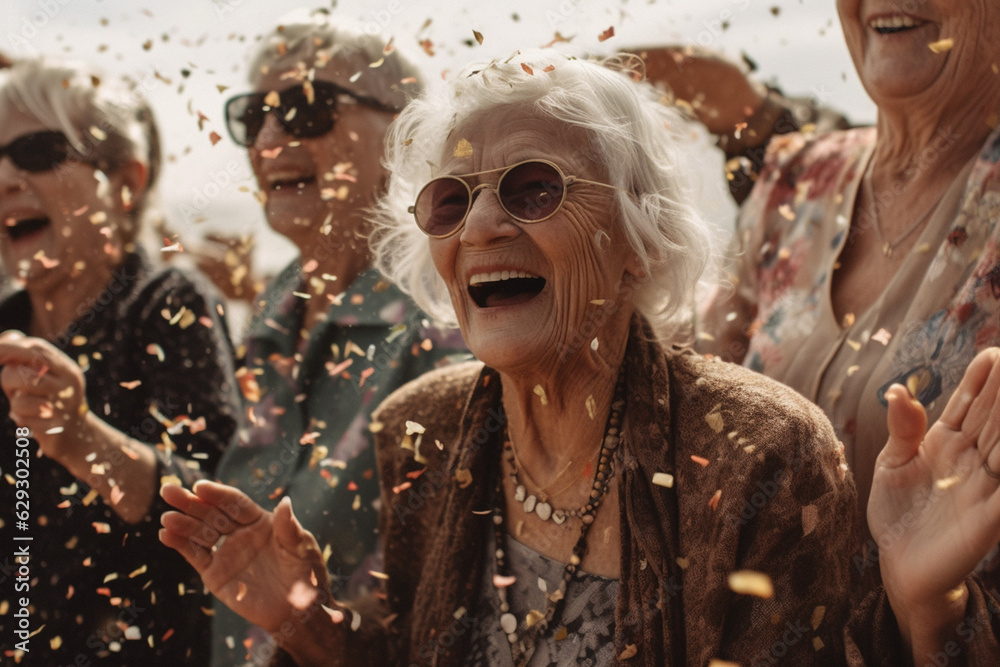 Happy laughing senior older people grandad grandpa grandma and falling ...