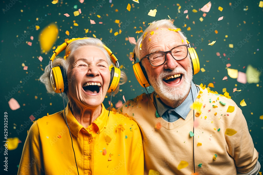 Happy laughing senior older people grandad grandpa grandma and falling ...