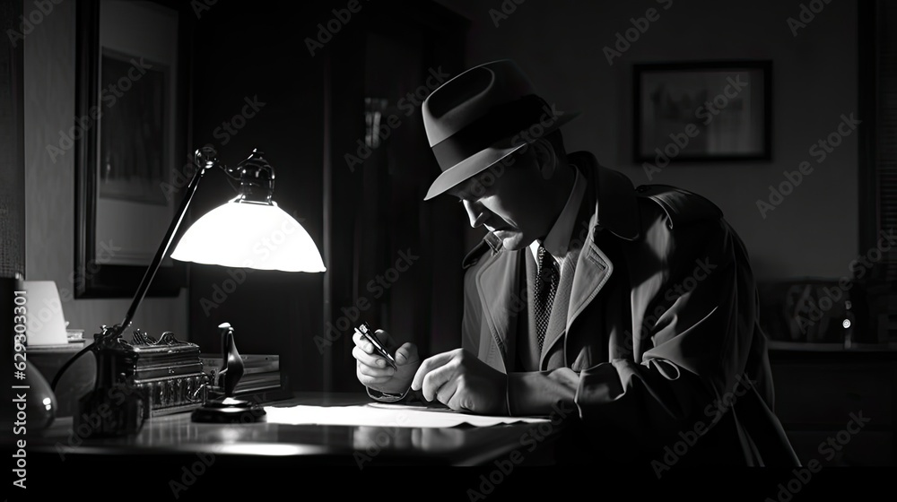 noir detective black and white retro Stock Photo | Adobe Stock
