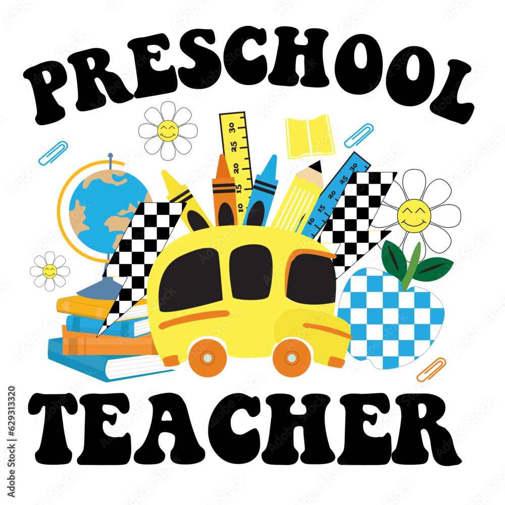 retro vintage classic school grade, pre school, pre-k, first grade ...