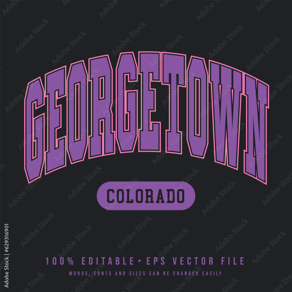 Georgetown text effect vector. Editable college t-shirt design ...