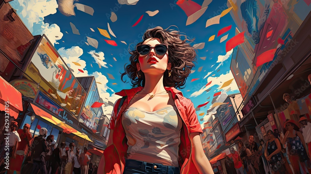 shopping addiction - overconsumption - illustration - low angle ...