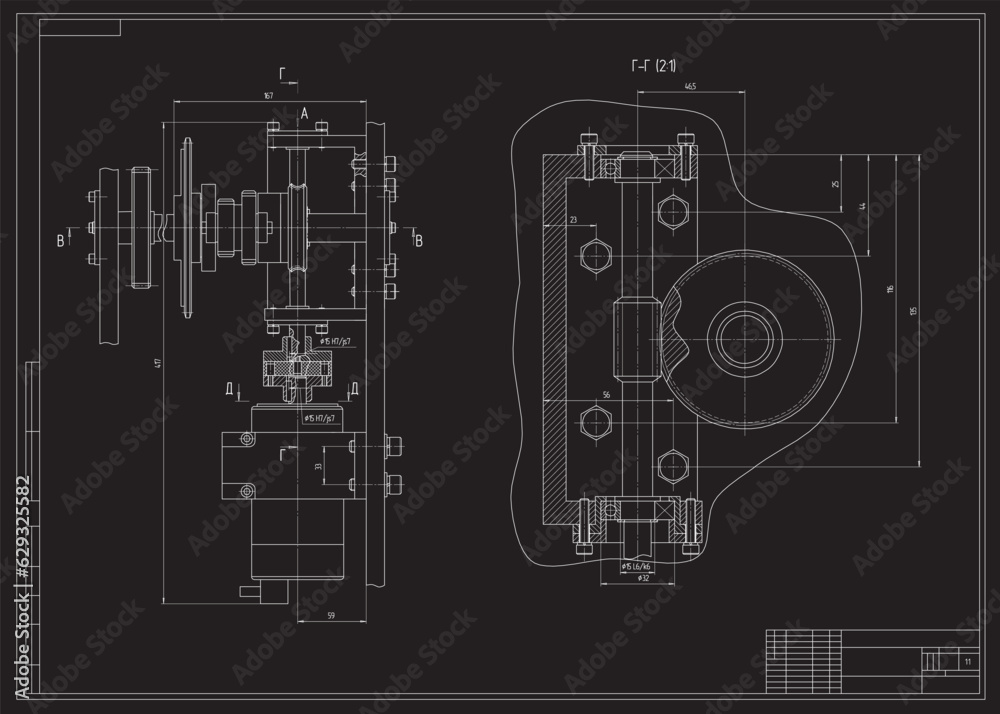 Vector engineering cad drawing of a mechanical part (steel shaft) with ...