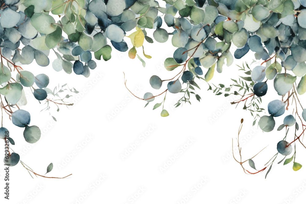 captivating watercolor border frame with eucalyptus twigs isolated ...